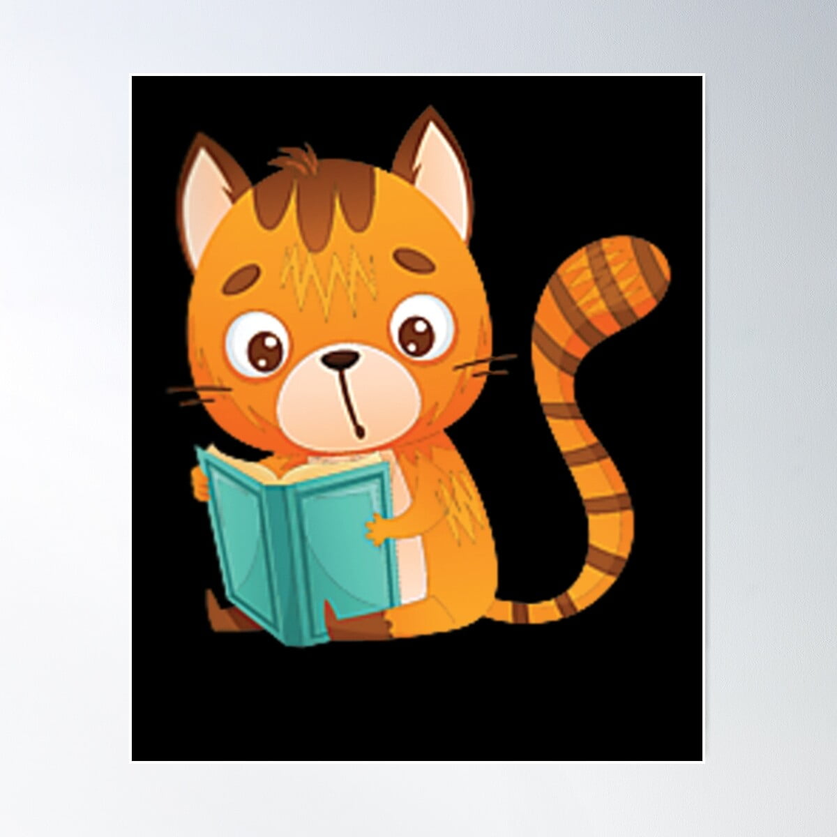 Kna Prints - Childrens Reading Books Funny Cat Reading Book Poster ...