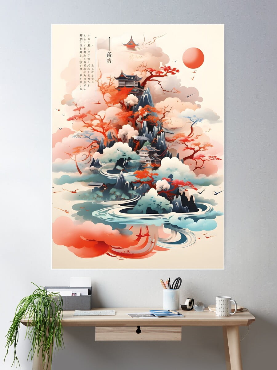 Kna Prints - Chinese Landscape Poster Or Wall Art Poster , UNFRAMED ...