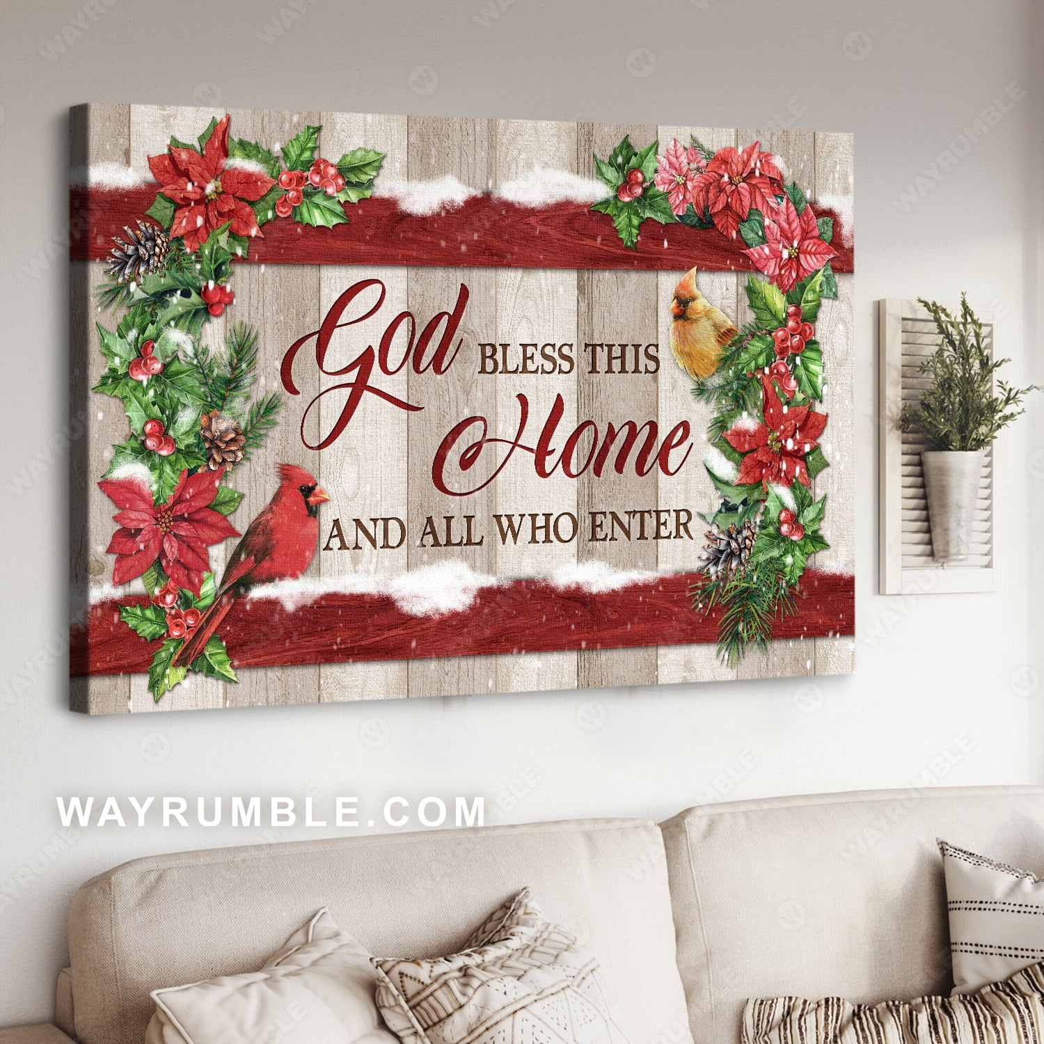 Kna Prints - Christmas Vibe, Cardinal Drawing, Poinsettia Flower Frame ...