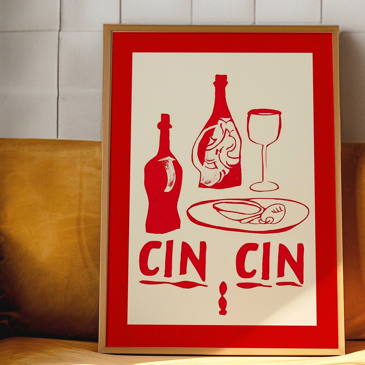 Kna Prints - Cin Cin Poster, 70S Poster, Red Wall Art, Dinner Poster, Kitchen Wall Decor ...