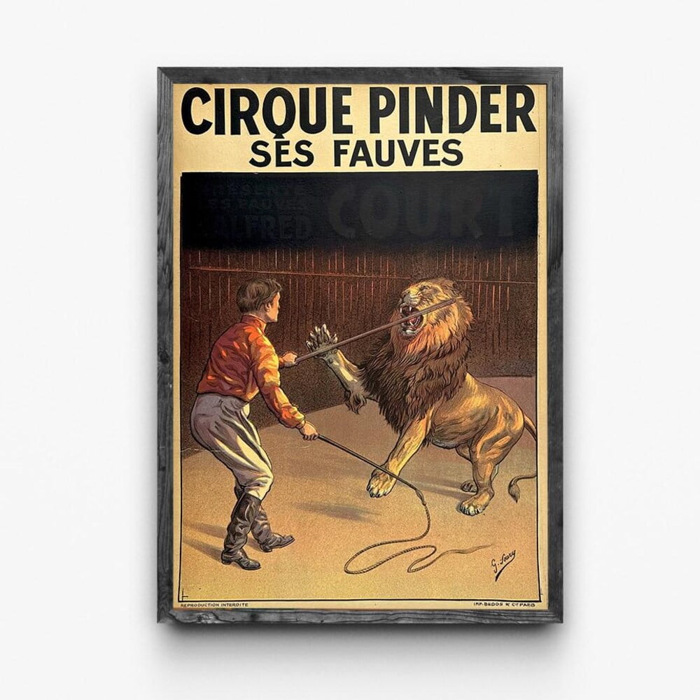 Kna Prints - Cirque Pinder- Lion Tamer, Vintage French Circus Poster ...