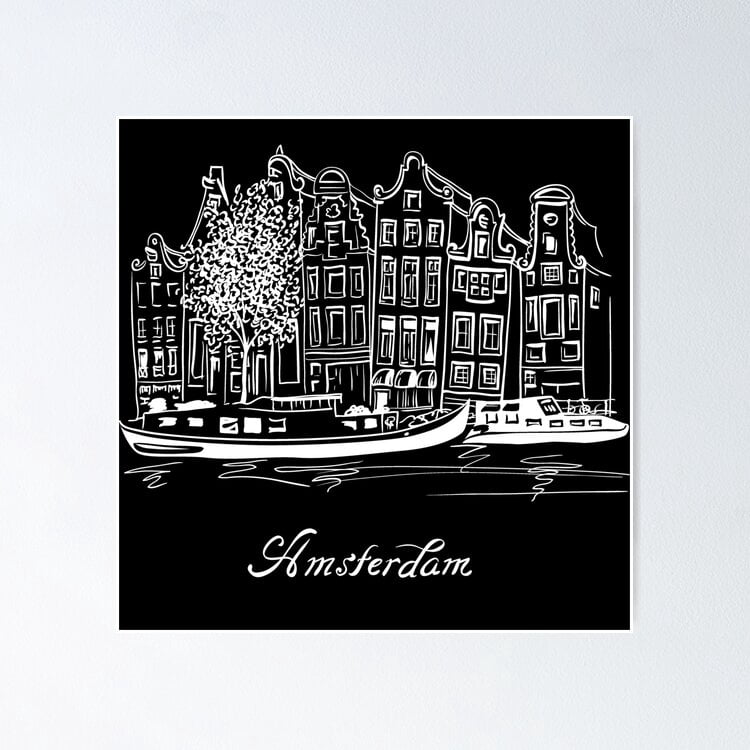 Kna Prints - City View Of Amsterdam Canal Poster, UNFRAMED-18x24 ...