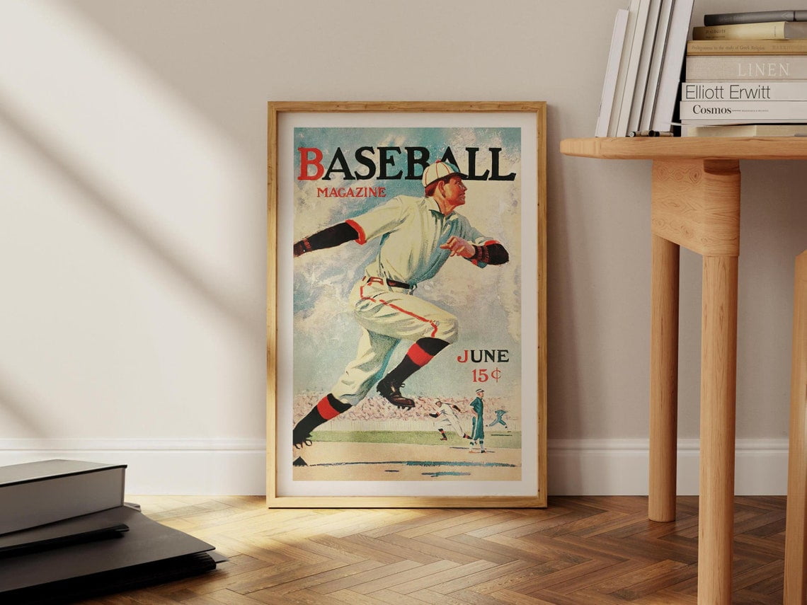 Kna Prints - Classic Baseball Art Print Retro Baseball Poster Vintage ...