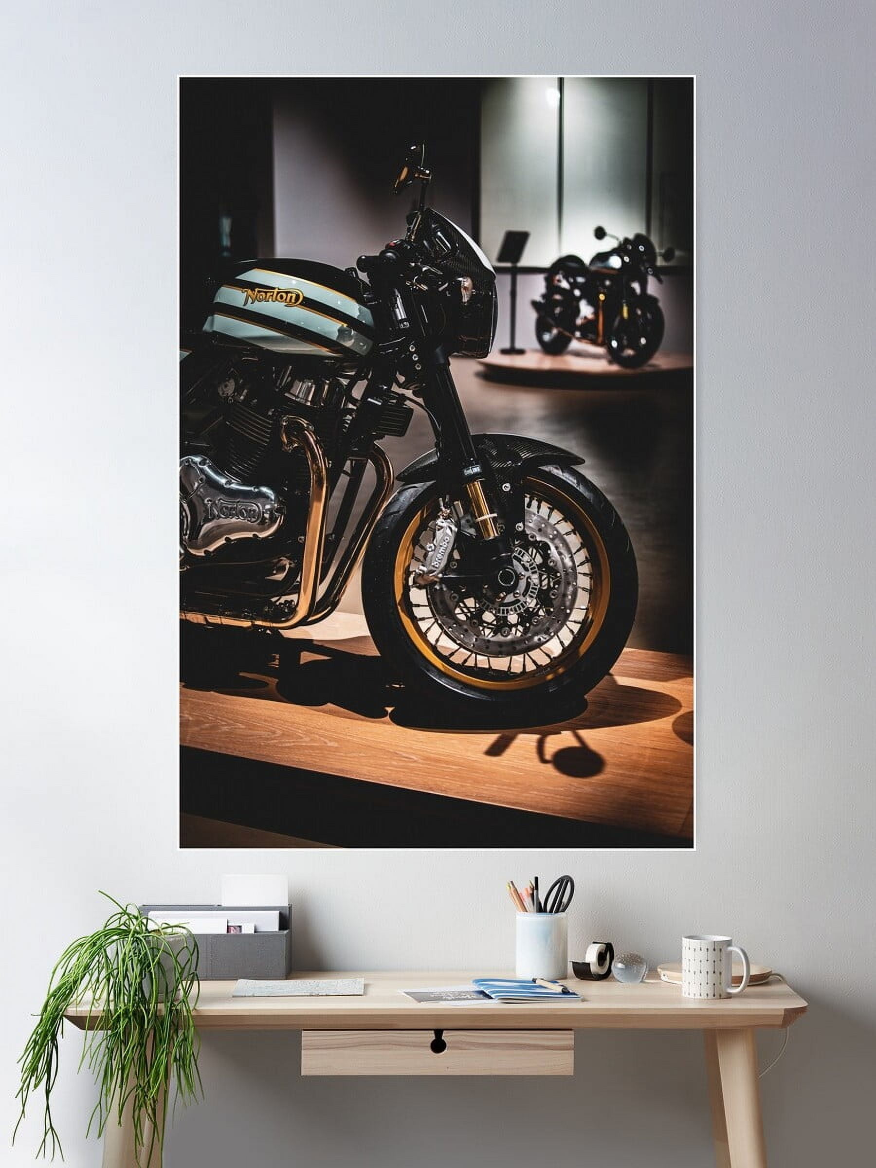 Kna Prints - Classic Motorcycle Shot Poster Wall Art, Modern Wall Decor ...