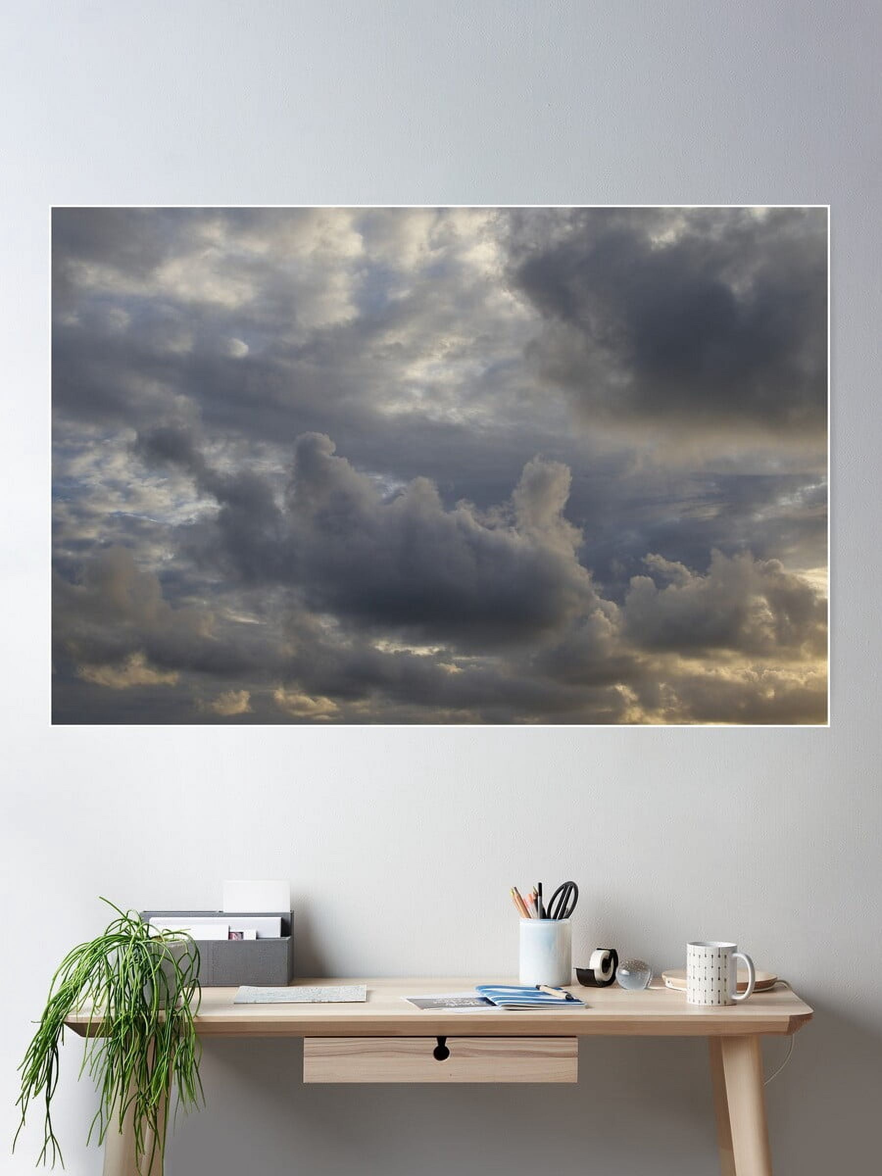 Kna Prints - Cloudy Moody Sky Poster Wall Art, Modern Wall Decor For ...