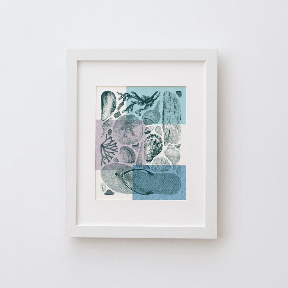Kna Prints - Coastal Flatlay Wall Art Print - Vintage Poster Design ...