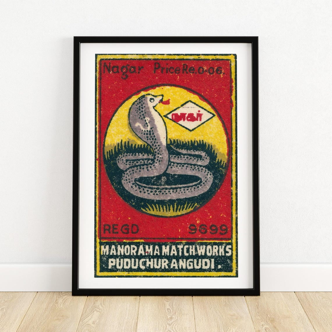 Kna Prints - Cobra Snake - Matchbox Print - India Wall Art - Vintage ...