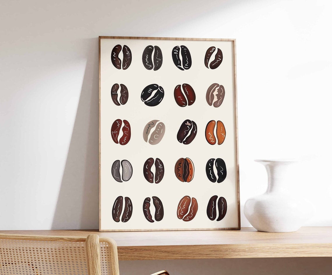 Kna Prints - Coffee Bean Poster, Coffee Art, Coffee Poster, Kitchen ...