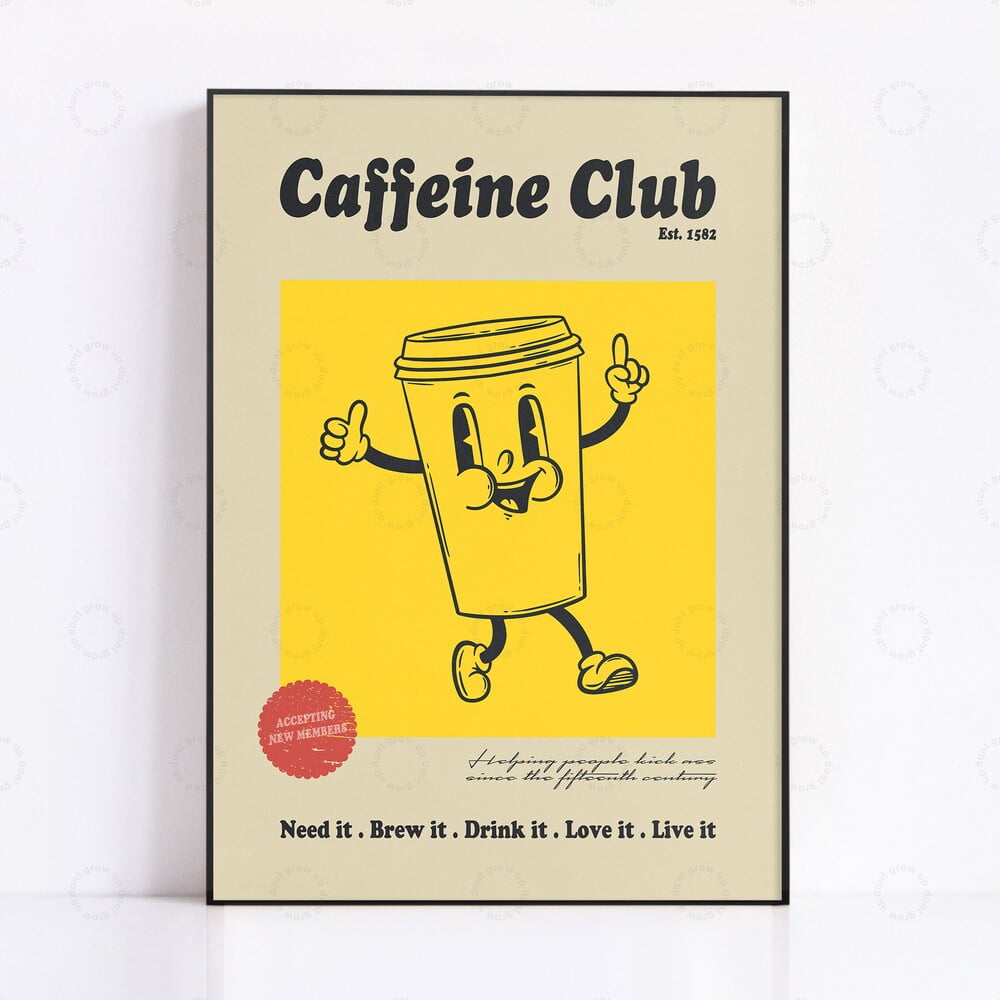 Kna Prints - Coffee Print, Caffeine Club, Coffee Bar Decor, Coffee ...
