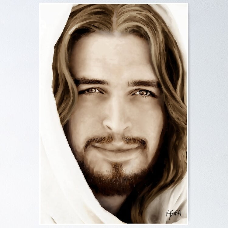 Kna Prints - Colored Jesus Christ Smiling Portrait Print By Adora ...