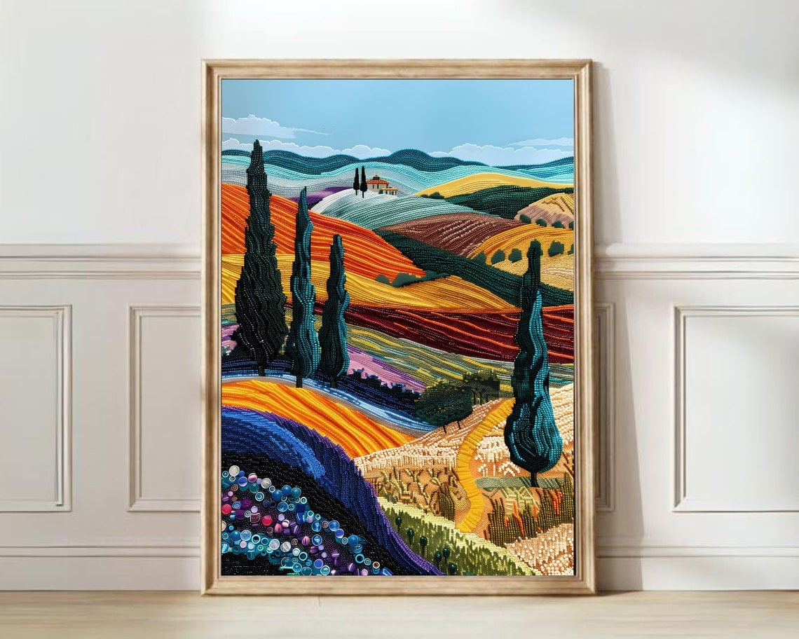 Kna Prints - Colorful Abstract Landscape Tuscany Print Tuscany Mosaic ...