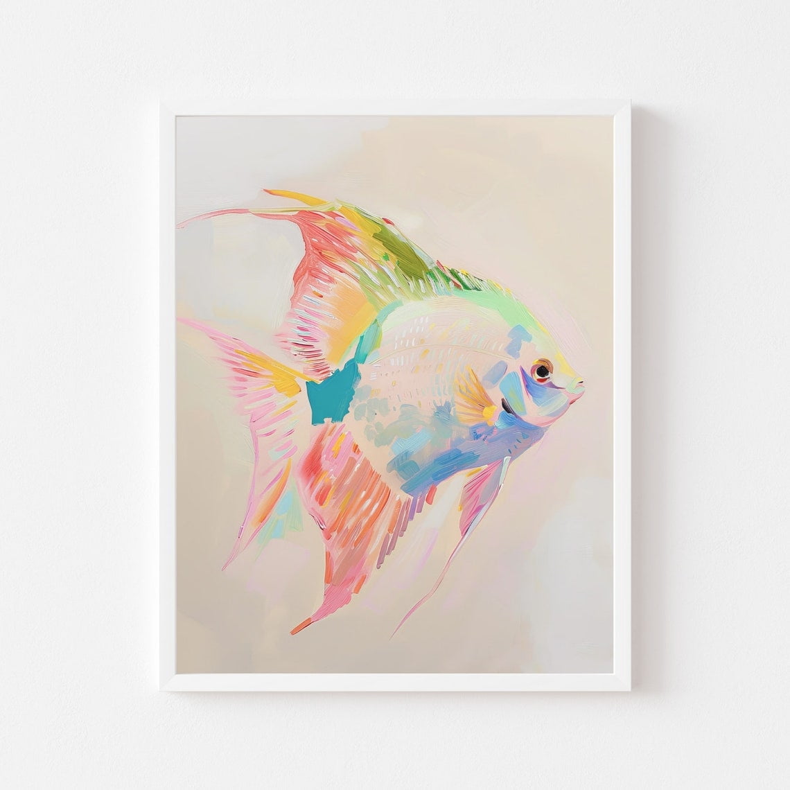 Kna Prints - Colorful Angel Fish Painting Rainbow Animal Wall Art Print ...
