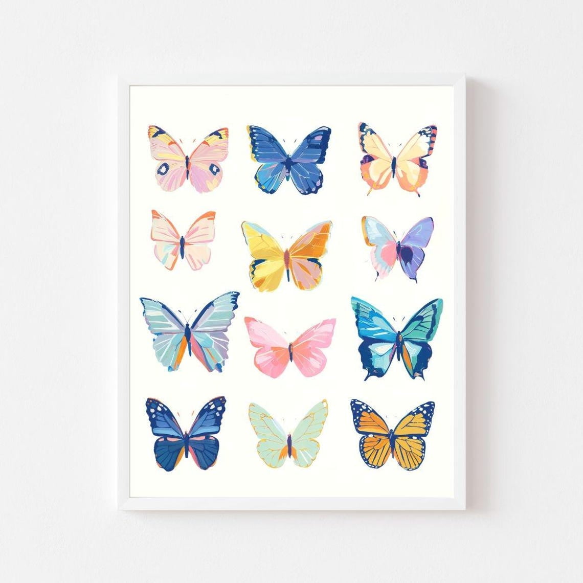 Kna Prints - Colorful Butterflies Wall Art Print Pastel Butterfly Girl ...