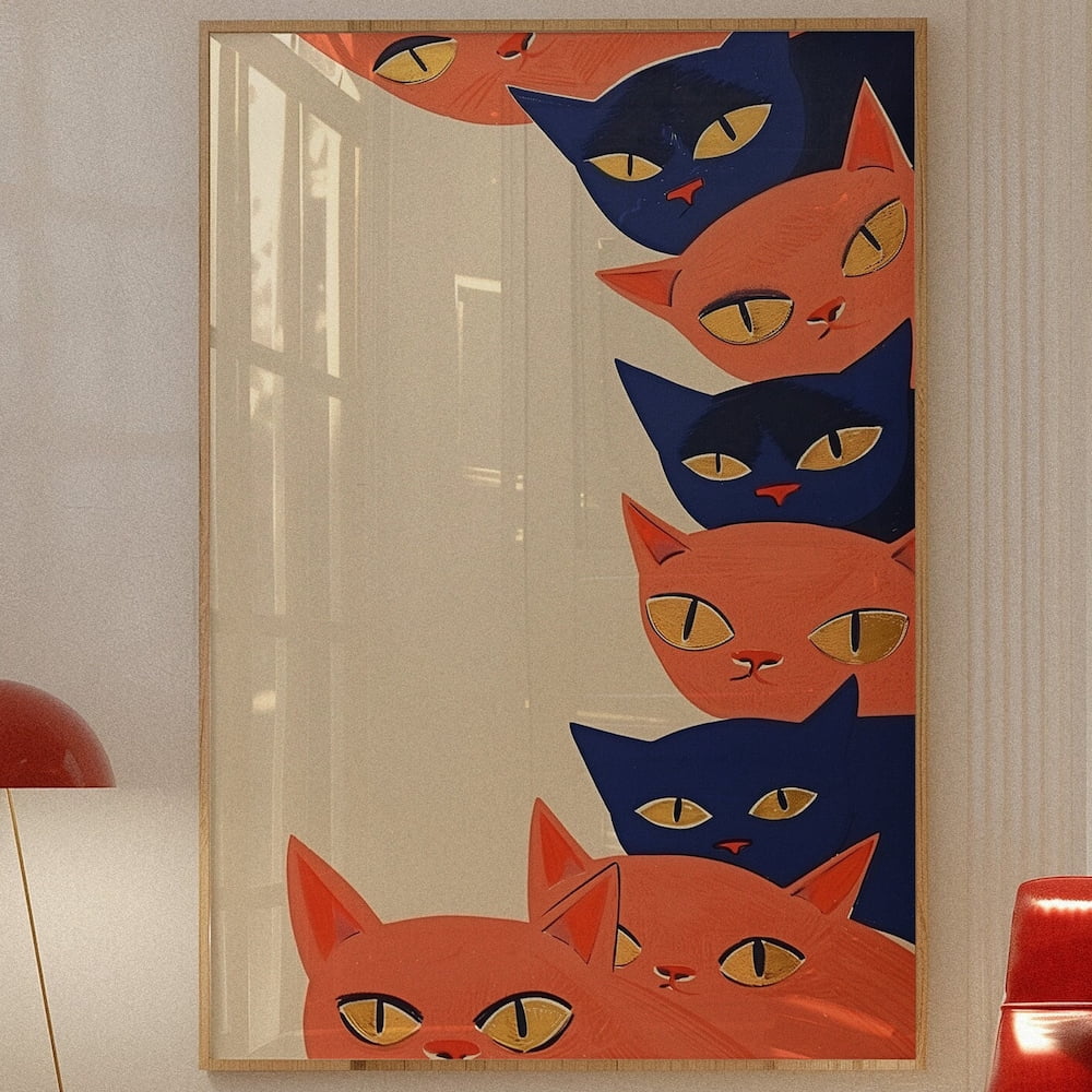 Kna Prints - Colorful Cats Breeds Poster, Cat Mom Poster, Mid Century ...