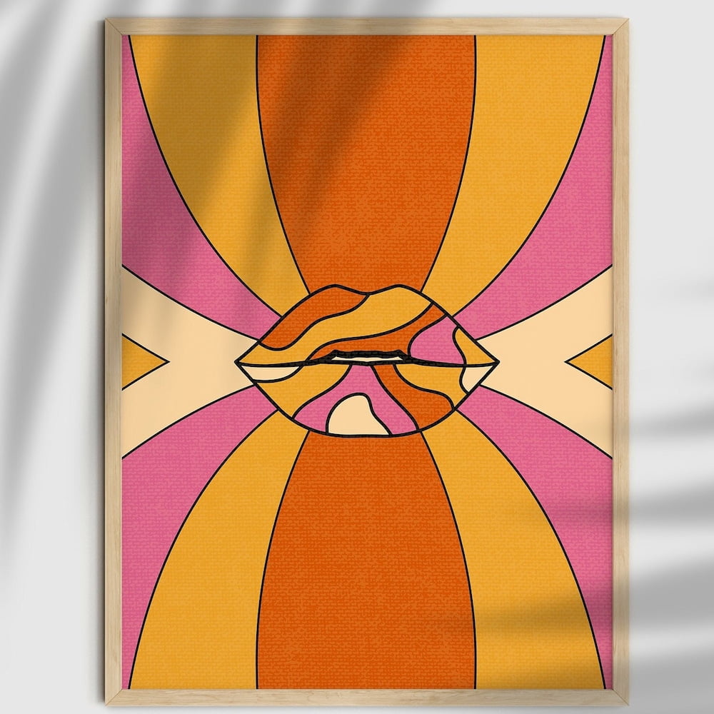 Kna Prints - Colorful Lip Poster, Retro 70S Home Decor, Psychedelic ...