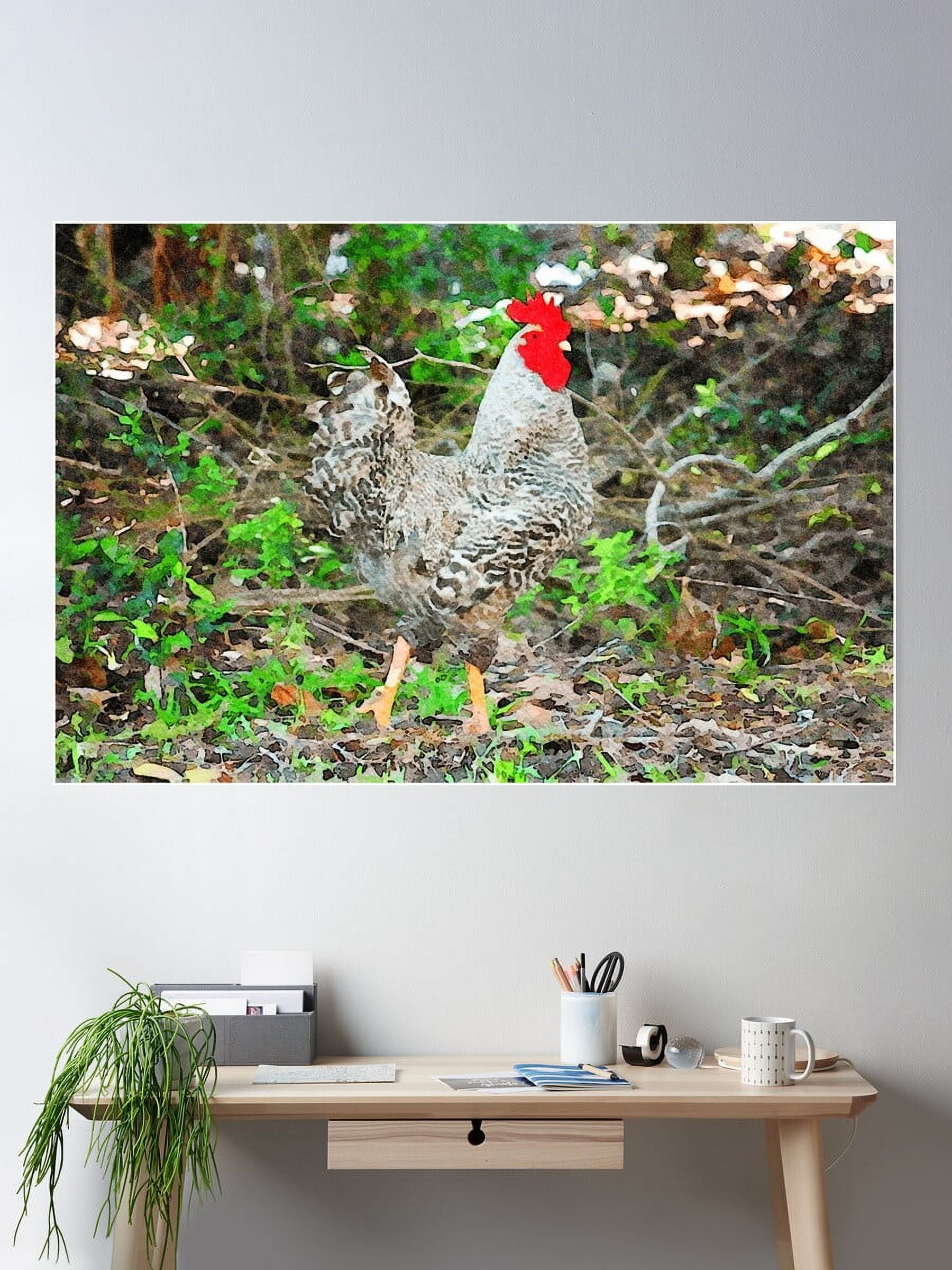 Kna Prints - Colorful Rooster In Vibrant Watercolor Forest Setting ...