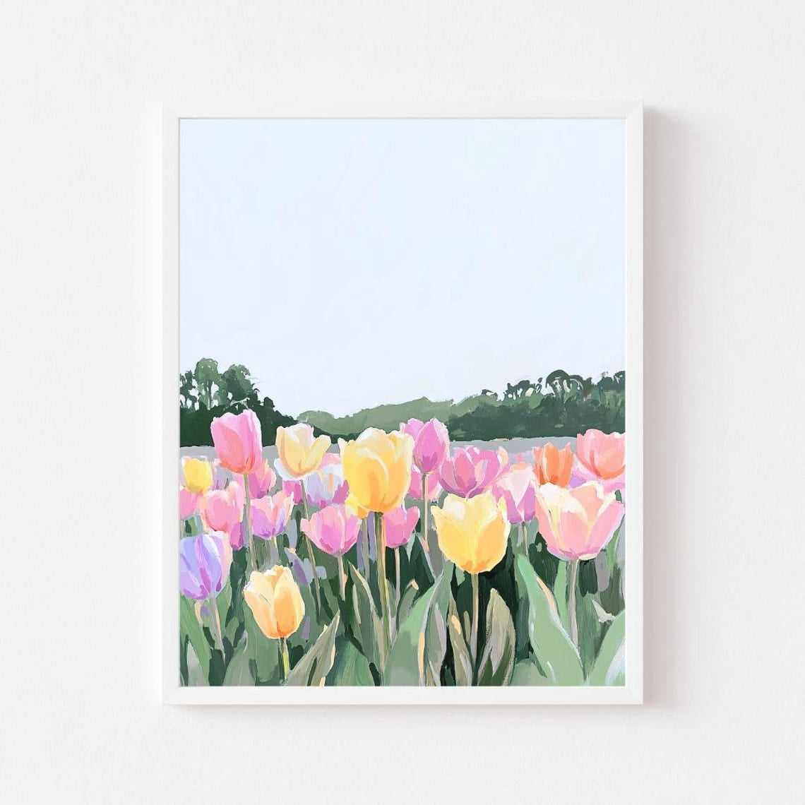 Kna Prints - Colorful Tulip Field Painting Easter Floral Wall Art Print ...