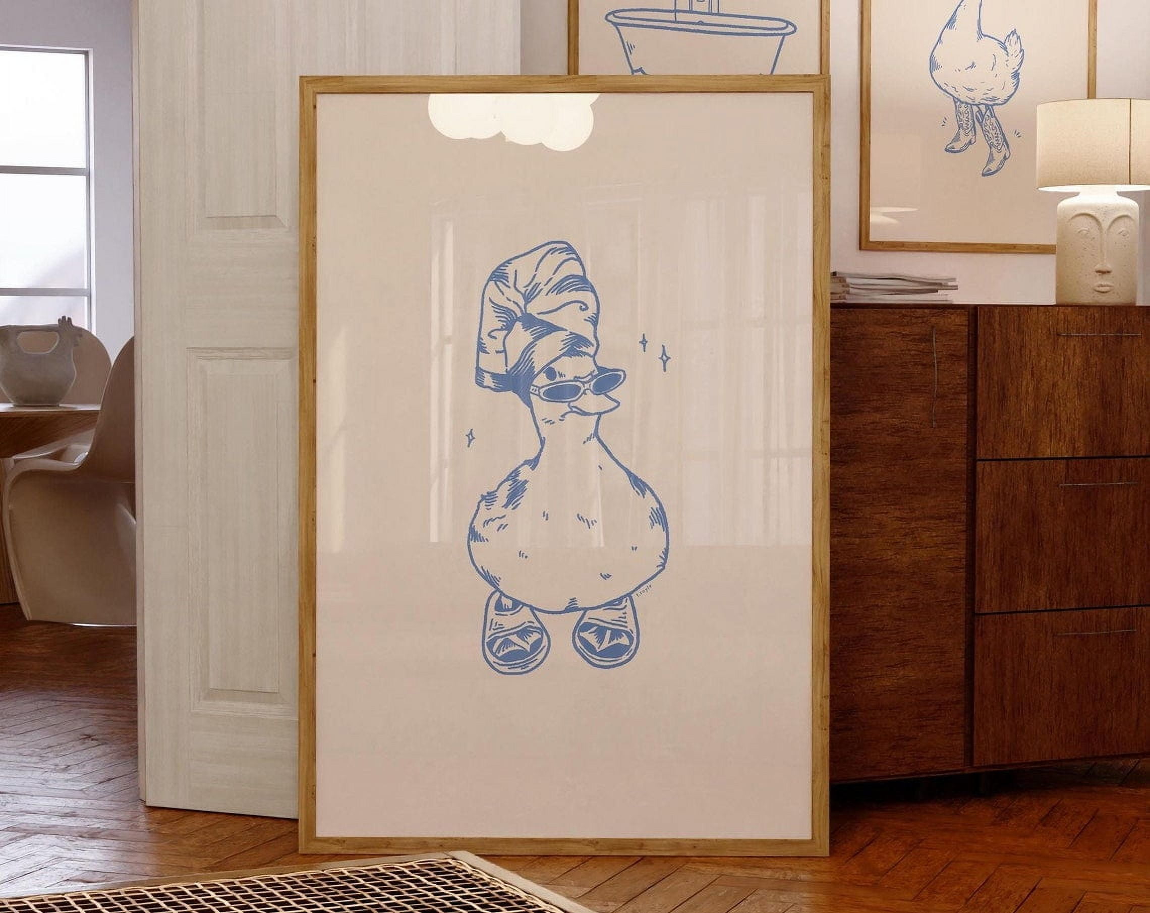 Kna Prints - Cool Duck In Slippers Art Print Blue Retro Print Vintage ...