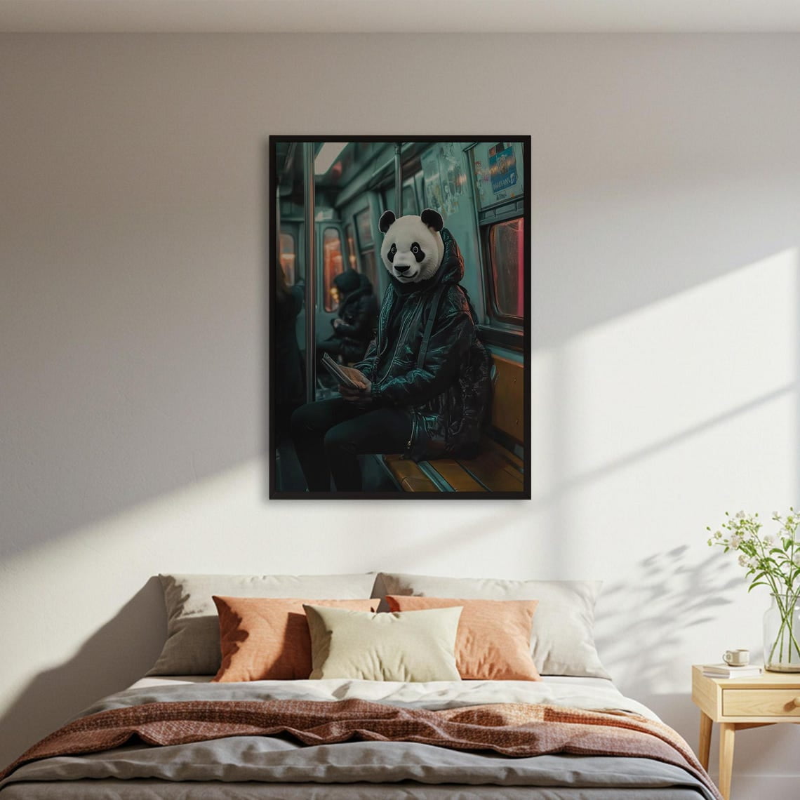 Kna Prints - Cool Panda Mask Subway Poster, Urban Animal Wall Art Print ...
