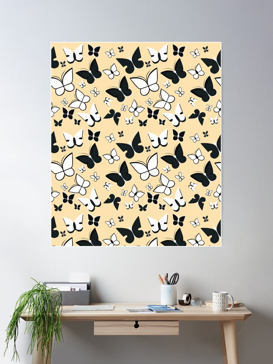 Kna Prints - Copy Black And White Butterfly Pattern With Tan Background ...
