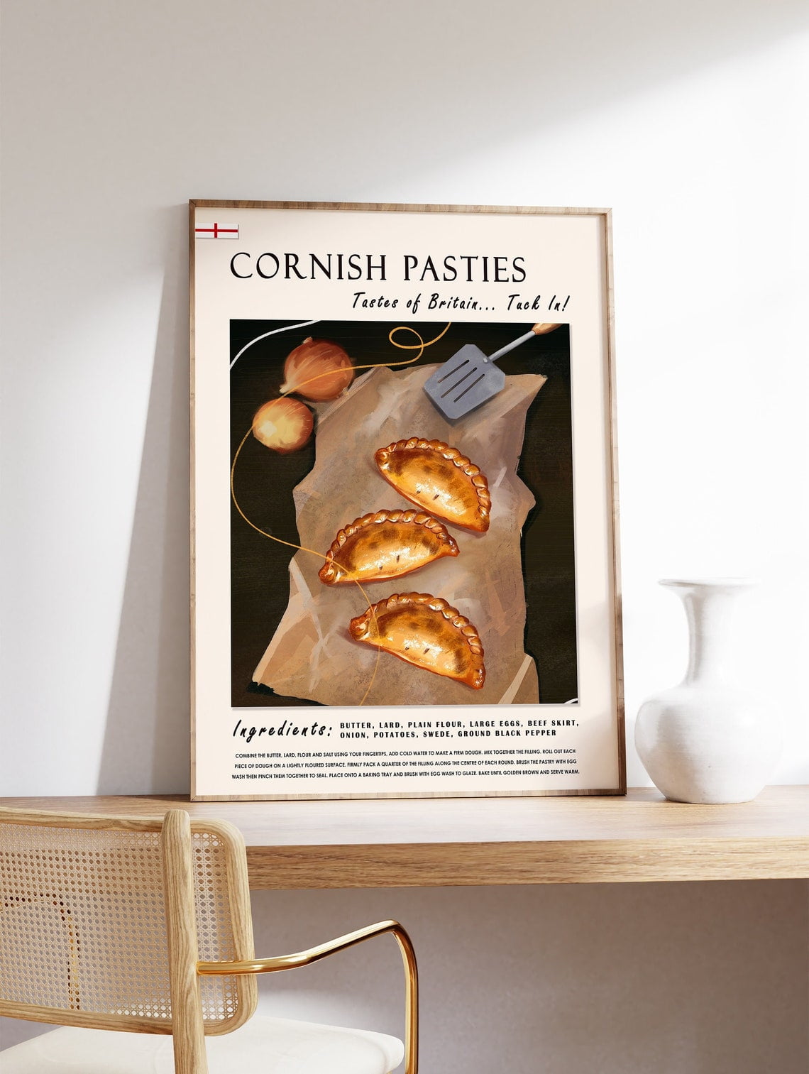Kna Prints - Cornish Pasty Food Poster, Food Art Print, British Print ...