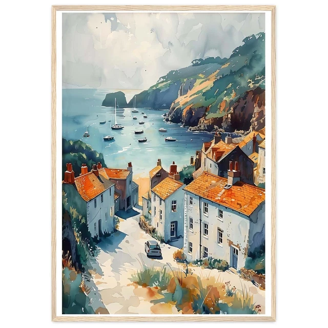 Kna Prints - Cornwall Watercolor Painting Port Isaac Poster Vintage Uk ...