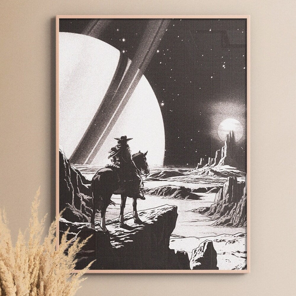 Kna Prints - Cosmic Cowboy, Digital Download, Retro Futurism, Vintage ...