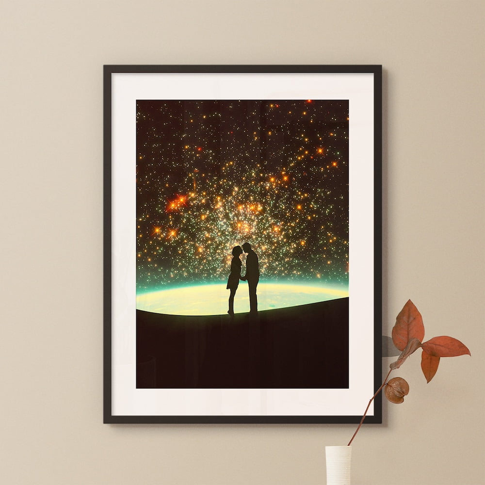 Kna Prints - A Cosmic Kiss, Starry Sky, Sci-Fi Poste, Vintage Collage ...