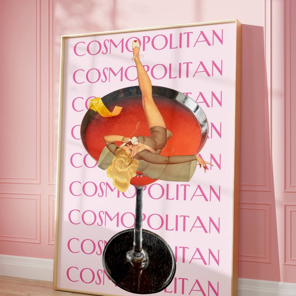 Kna Prints - Cosmopolitan Poster, Cocktail Wall Art, Funky Bar Cart ...
