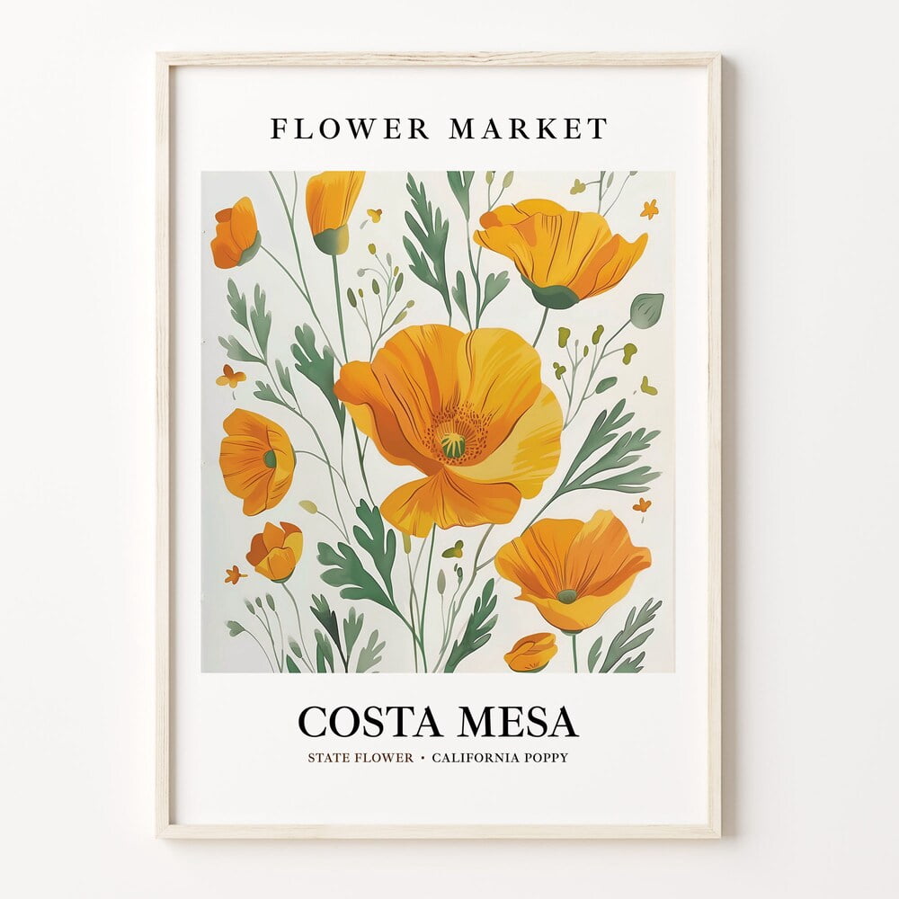 Kna Prints - Costa Mesa Flower Market Poster Print, California Poppy ...
