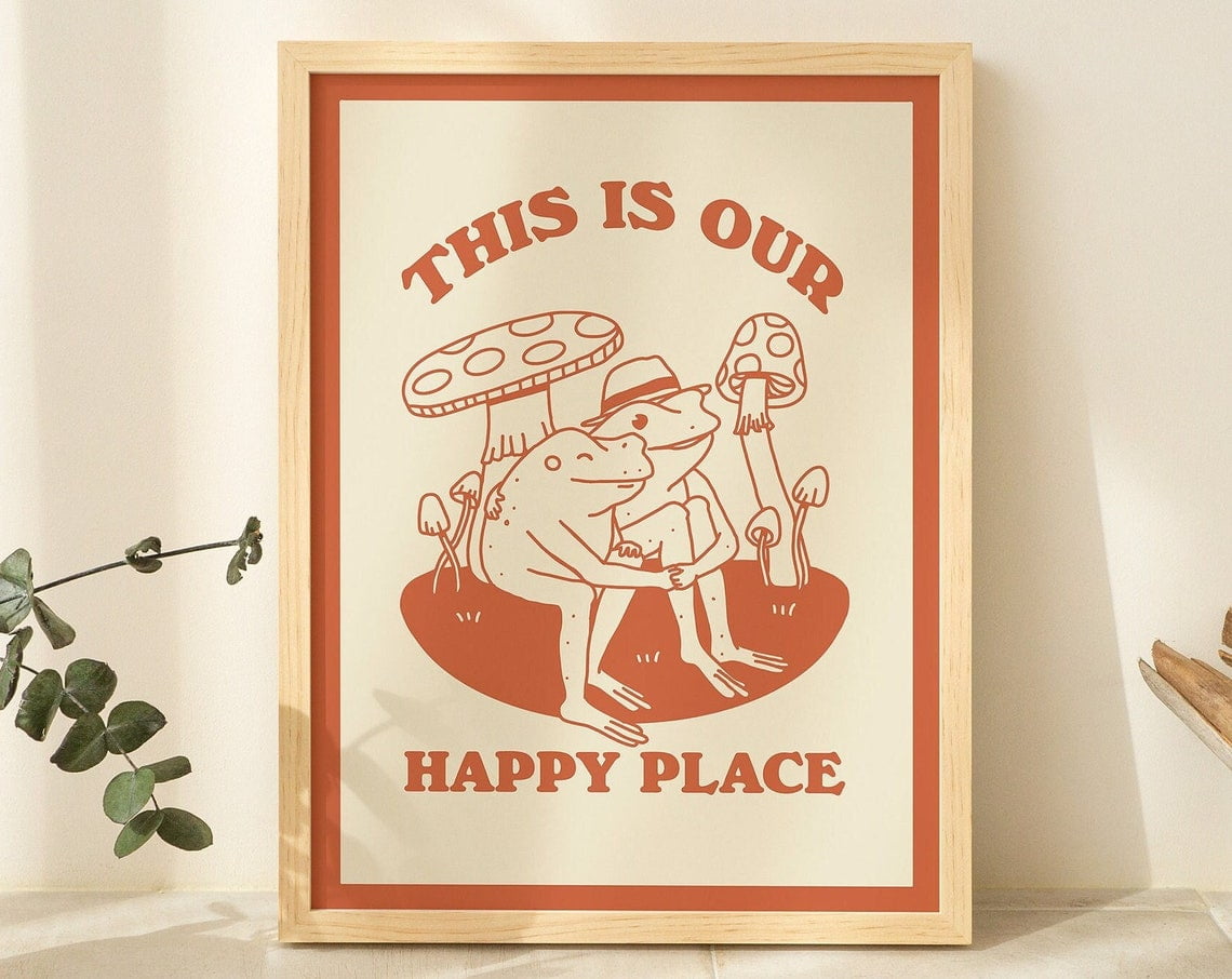 Kna Prints - Cottagecore Frog Wall Decor, Cute Mushroom Poster, Happy ...