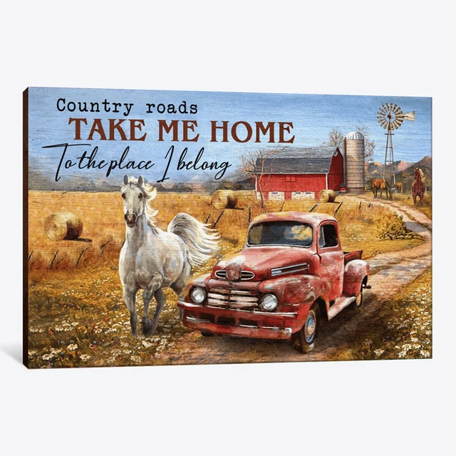 Kna Prints - Country Roads Take Me Home White Horse Riceield Ladybug ...