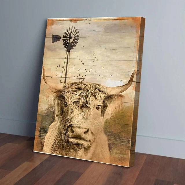 Kna Prints - Cow Windmill Countryside Famer, Wall Art Wall Art Print ...