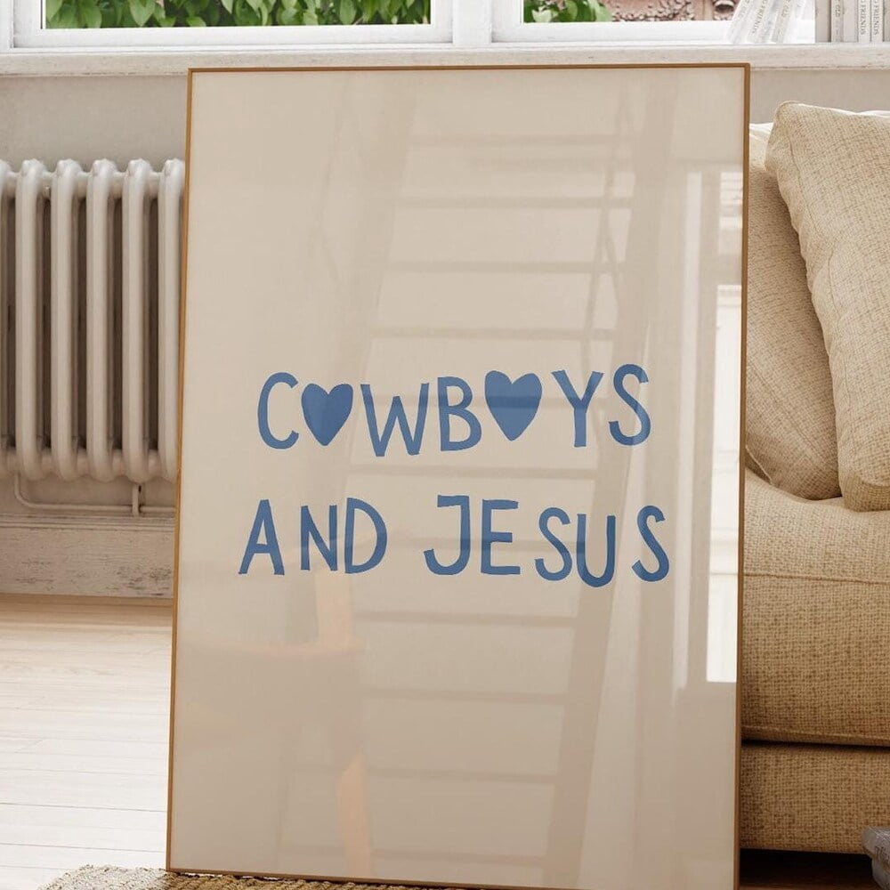 Kna Prints - Cowboys And Jesus Poster Cute Western Print Heart ...