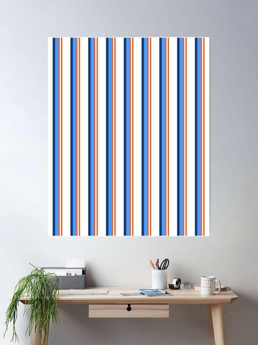 Kna Prints - Crisp Orange White And Blue Basic Stripe Poster Wall Art ...