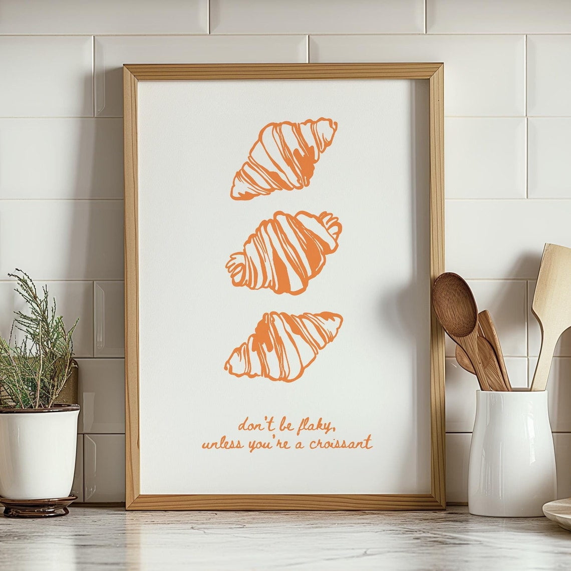 Kna Prints - Croissant Digital Print, Funny Food Poster, Modern Kitchen ...