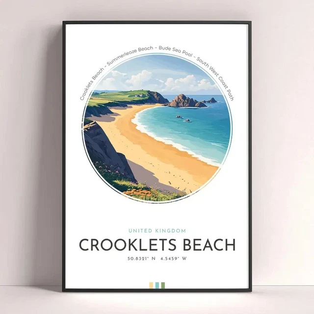 Kna Prints - Crooklets Beach Poster, United Kingdom Travel Print ...