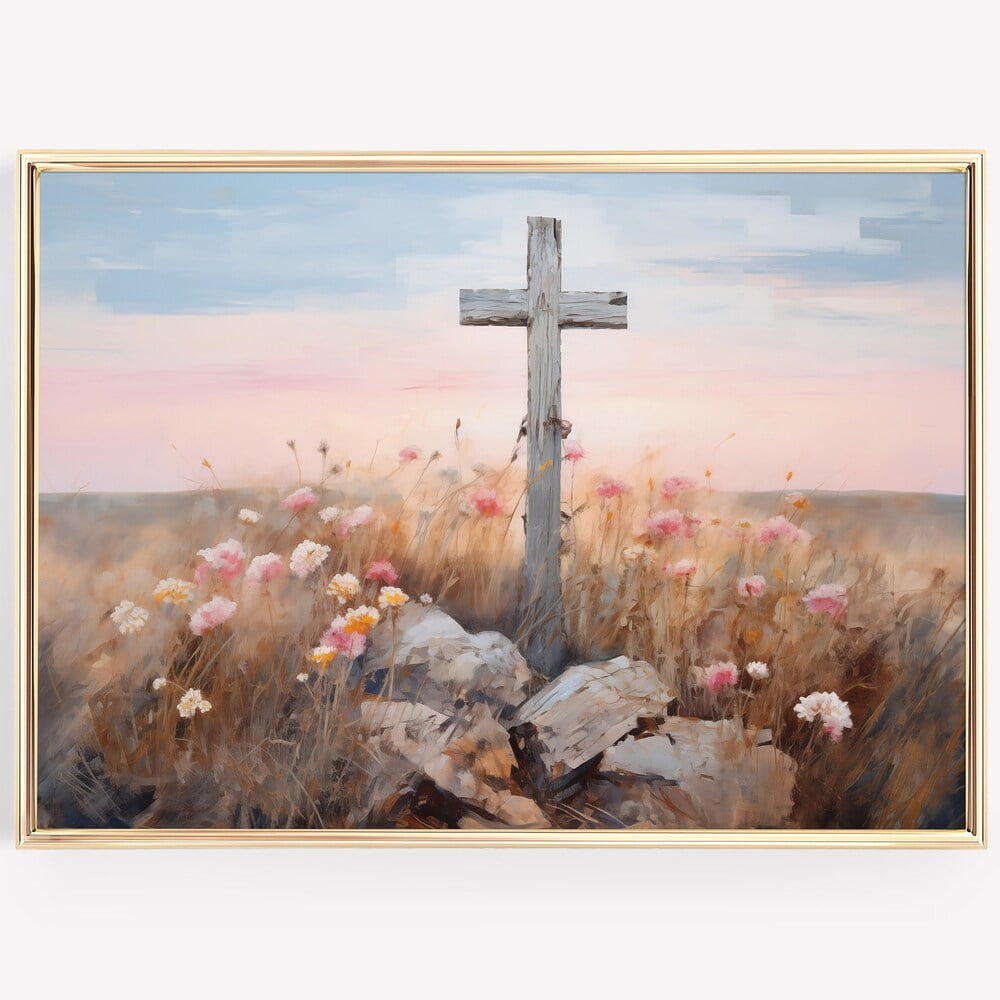 Kna Prints - Cross Print Minimal Modern Boho Christian Easter Wall Art Poster Crucifixion Bible ...