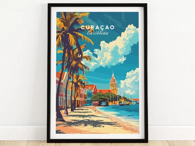 Kna Prints - Curacao Travel Poster Caribbean Wall Art For Home Decor ...