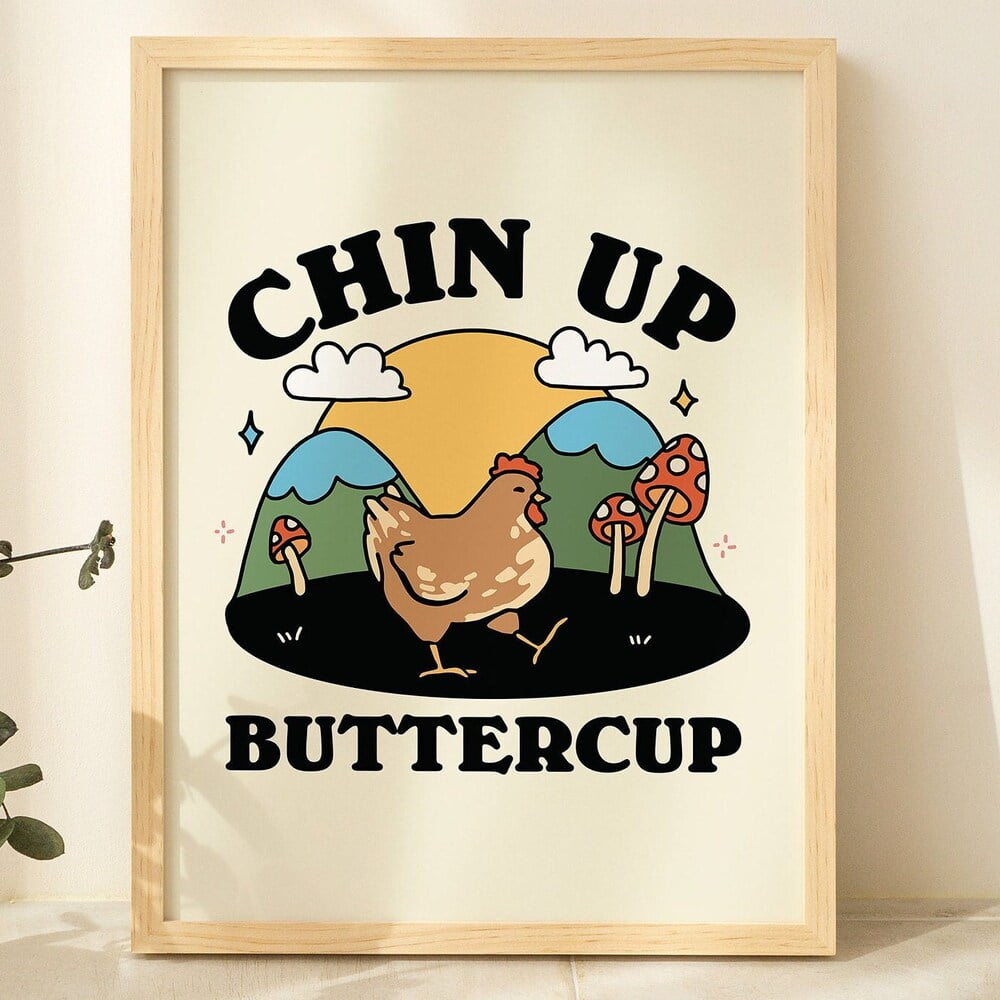 Kna Prints - Cute Chicken Wall Print, Motivation Quote, Retro Style ...