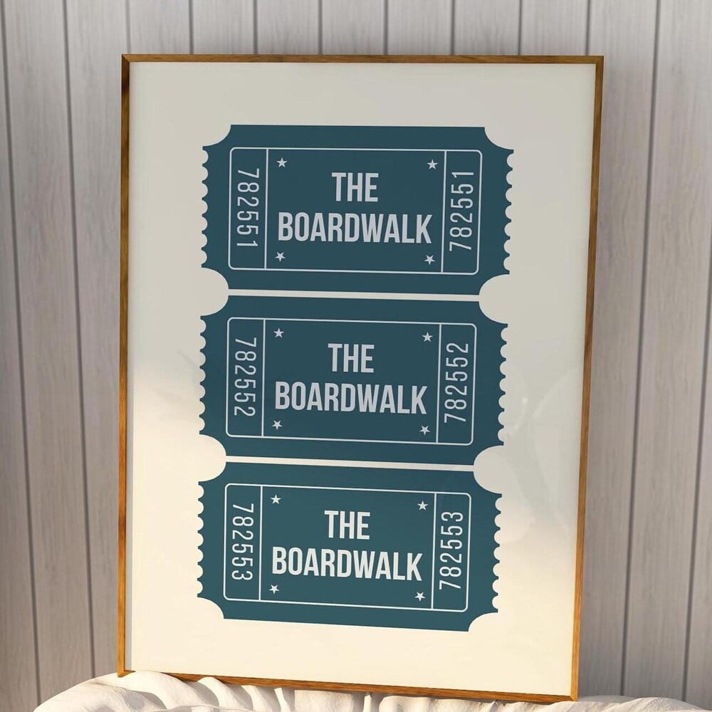 Kna Prints - Cute Coastal Print The Boardwalk Ticket Stub Poster Trendy ...