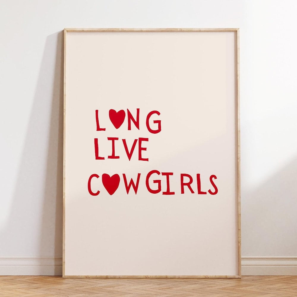 Kna Prints - Cute Cowgirl Print Heart Typography Poster Trendy Western Wall Art Cowgirl Quote ...