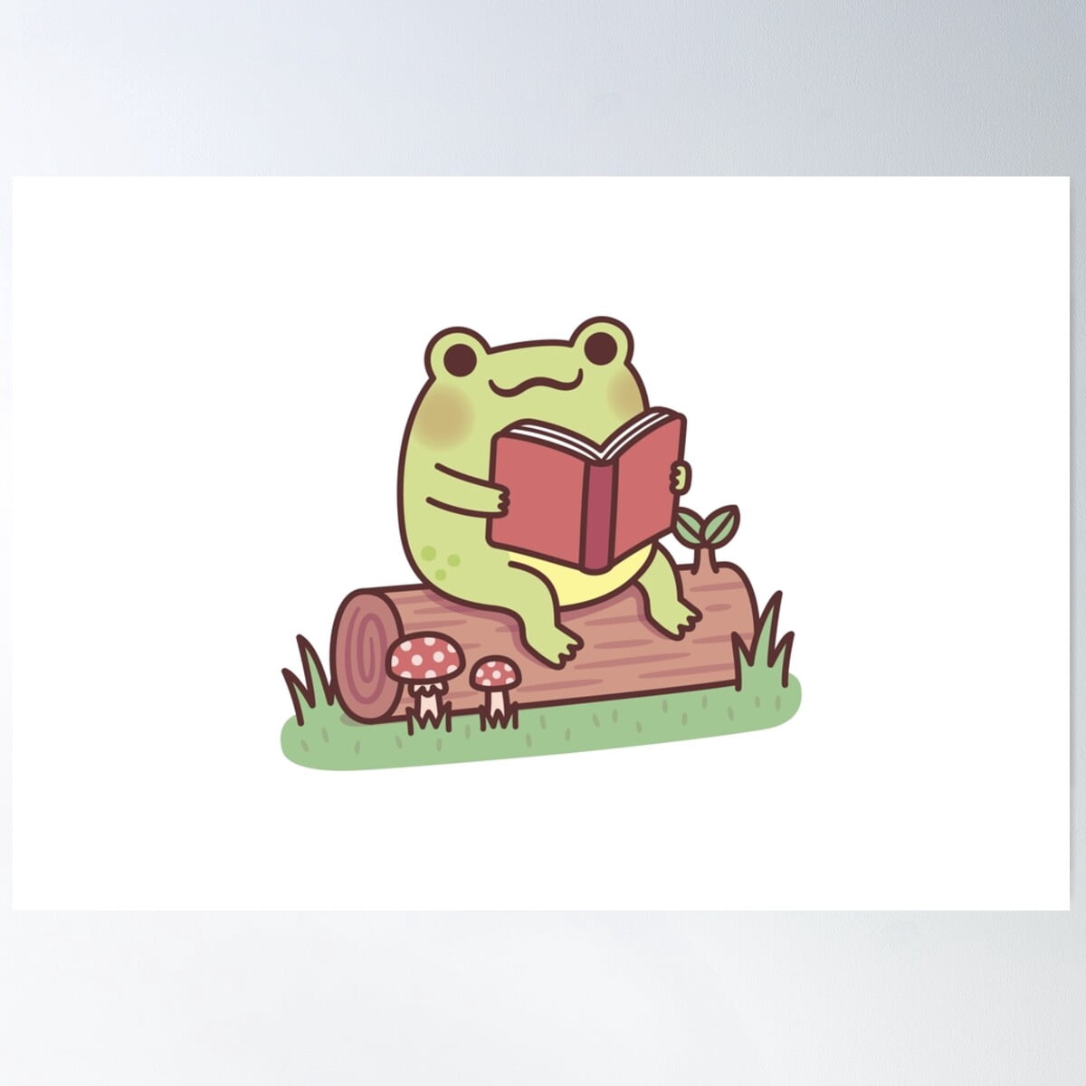 Kna Prints - Cute Frog Reading A Book Outdoors Poster Wall Art, Modern ...