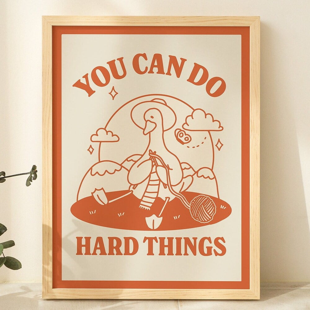 Kna Prints - Cute Goose Wall Print, Motivation Quote, Retro Style ...