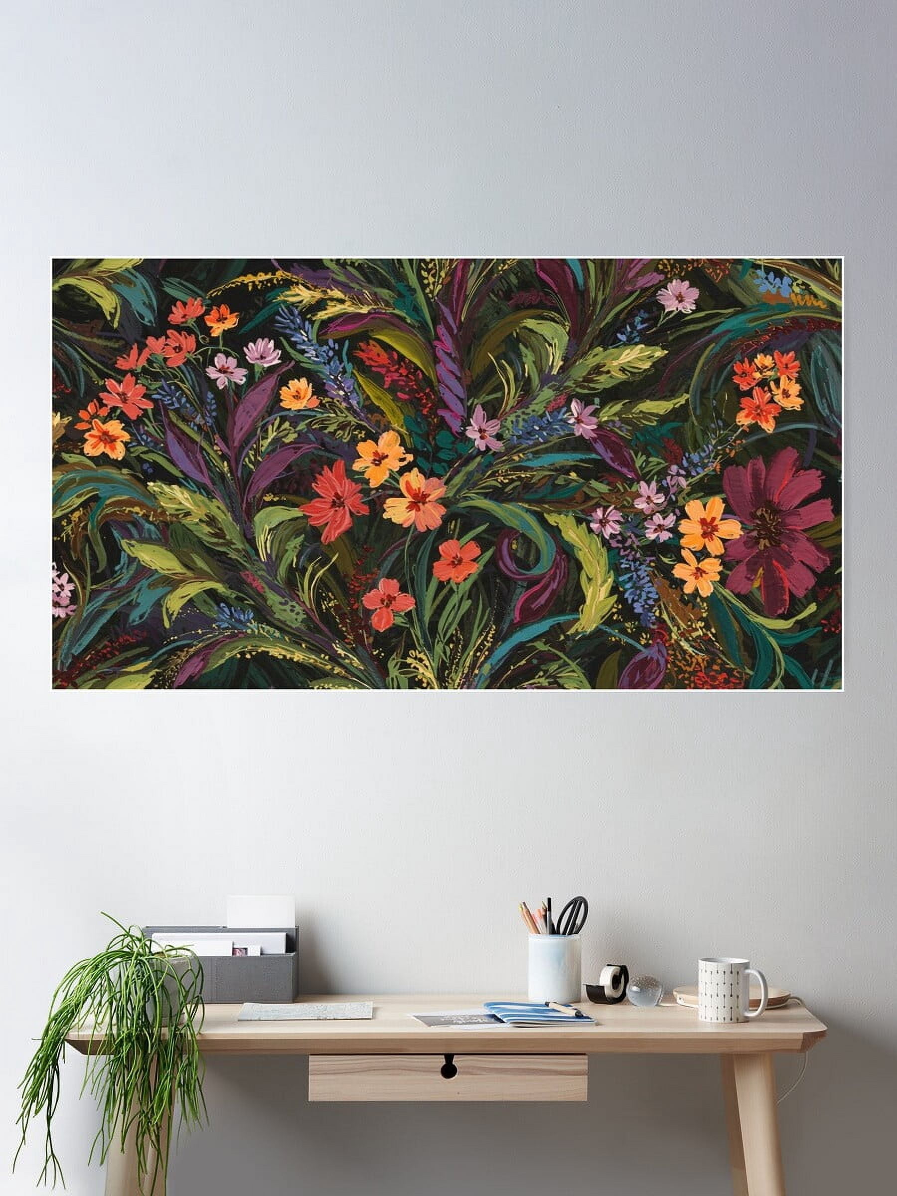 Kna Prints - Dark And Lush Floral Pattern With Brush Strokes And ...