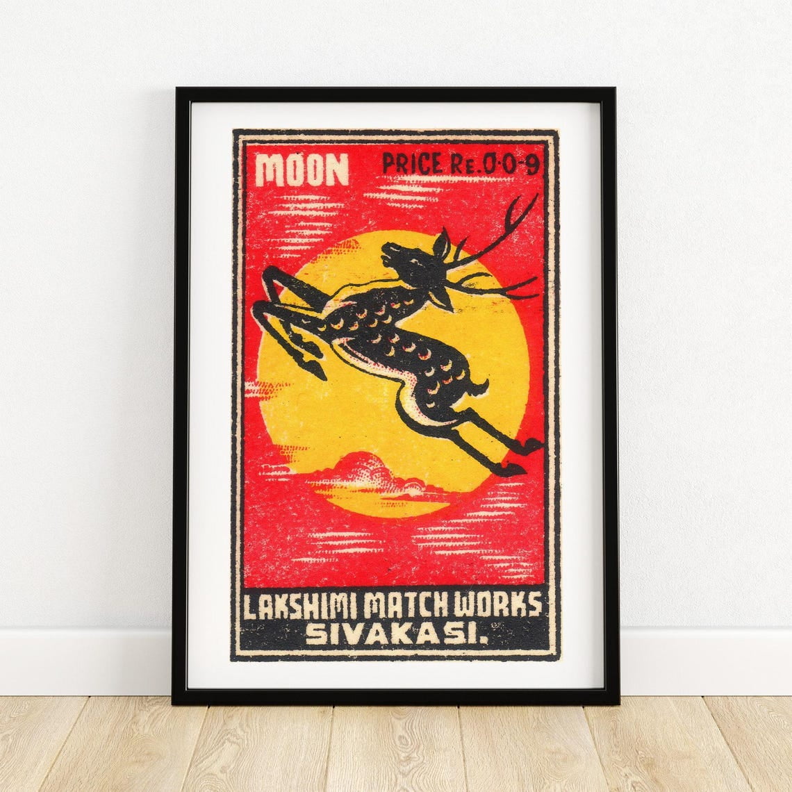 Kna Prints - Deer Illustration Art Print Vintage Matchbox Label Design ...