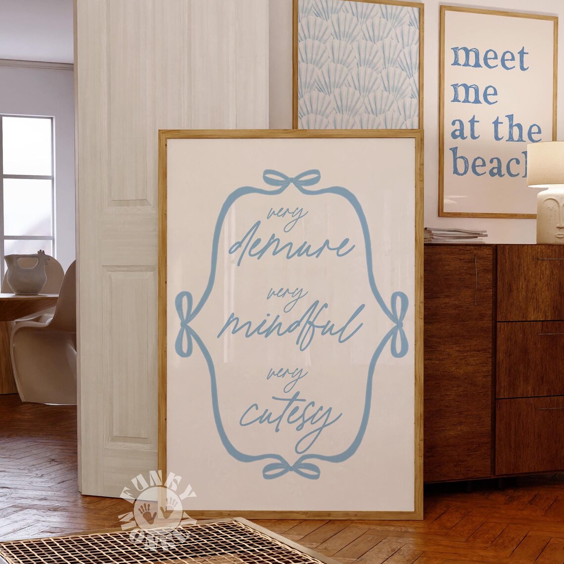 Kna Prints - Very Demure Very Mindful Blue Coastal Print, Trendy Wall ...