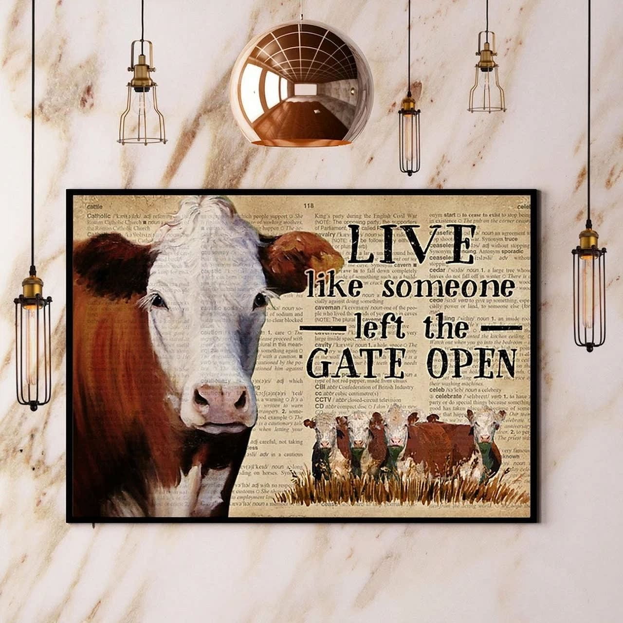 Kna Prints - Dictionary Hereford Cow Farm Live Like Someone Left The ...