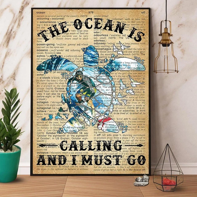 Kna Prints - Dictionary Surfing Turtle The Ocean Is Calling And I Must ...