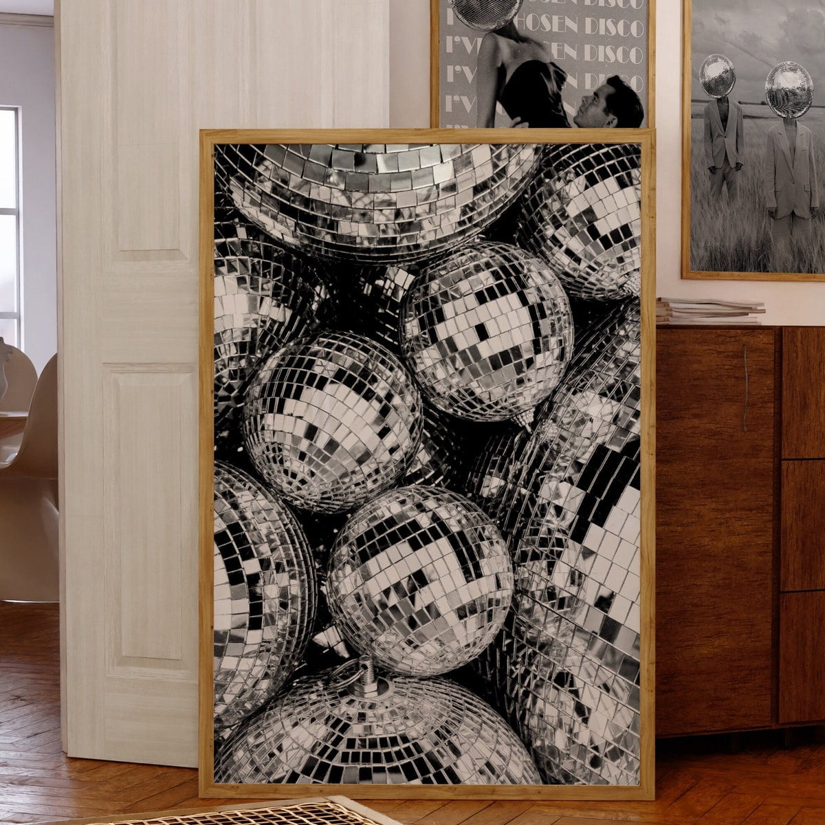 Kna Prints - Disco Ball Poster, 70S Wall Print, Black Wall Art, Party ...